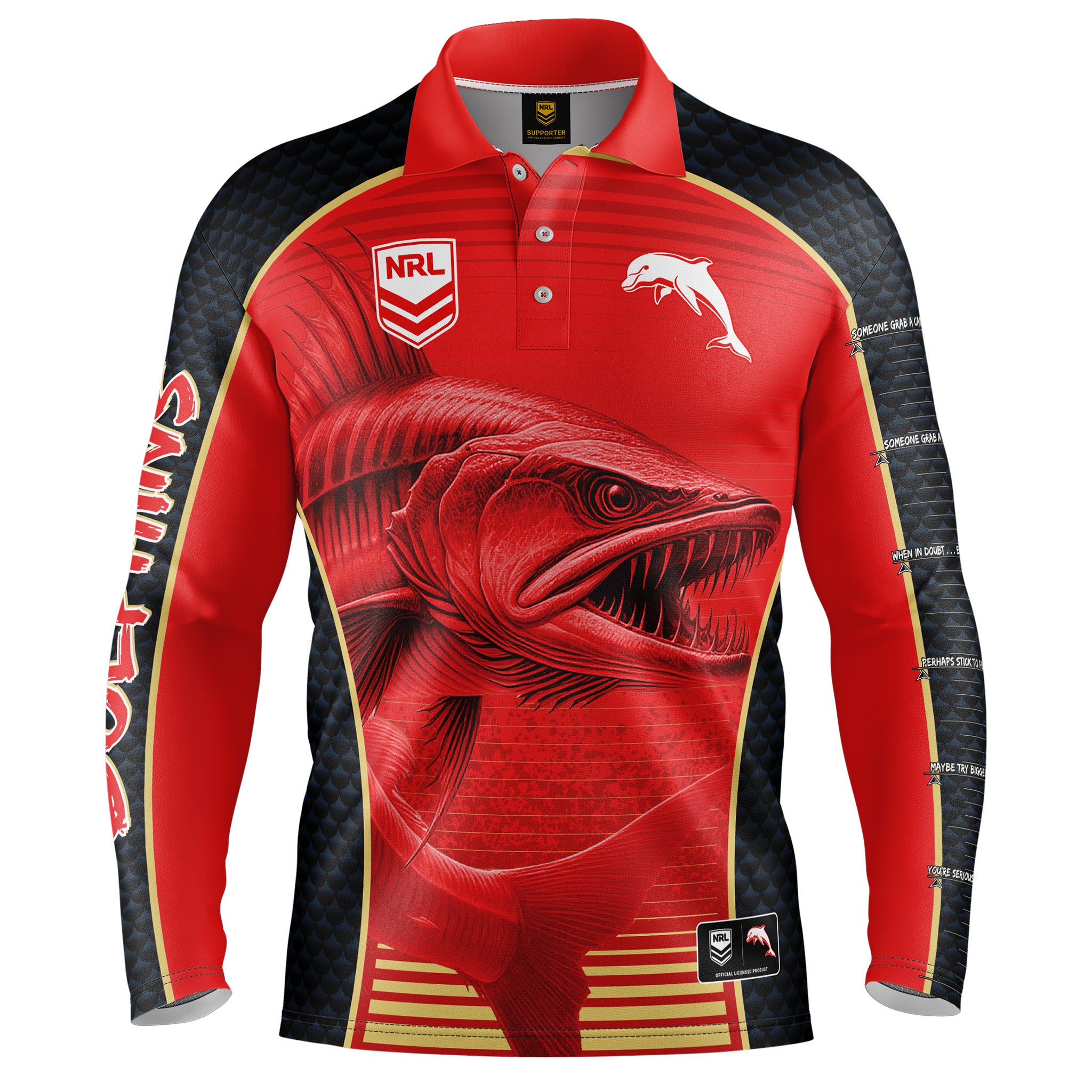 NRL Dolphins 'Barracuda' Fishing Shirt - Youth | Ashtabula
