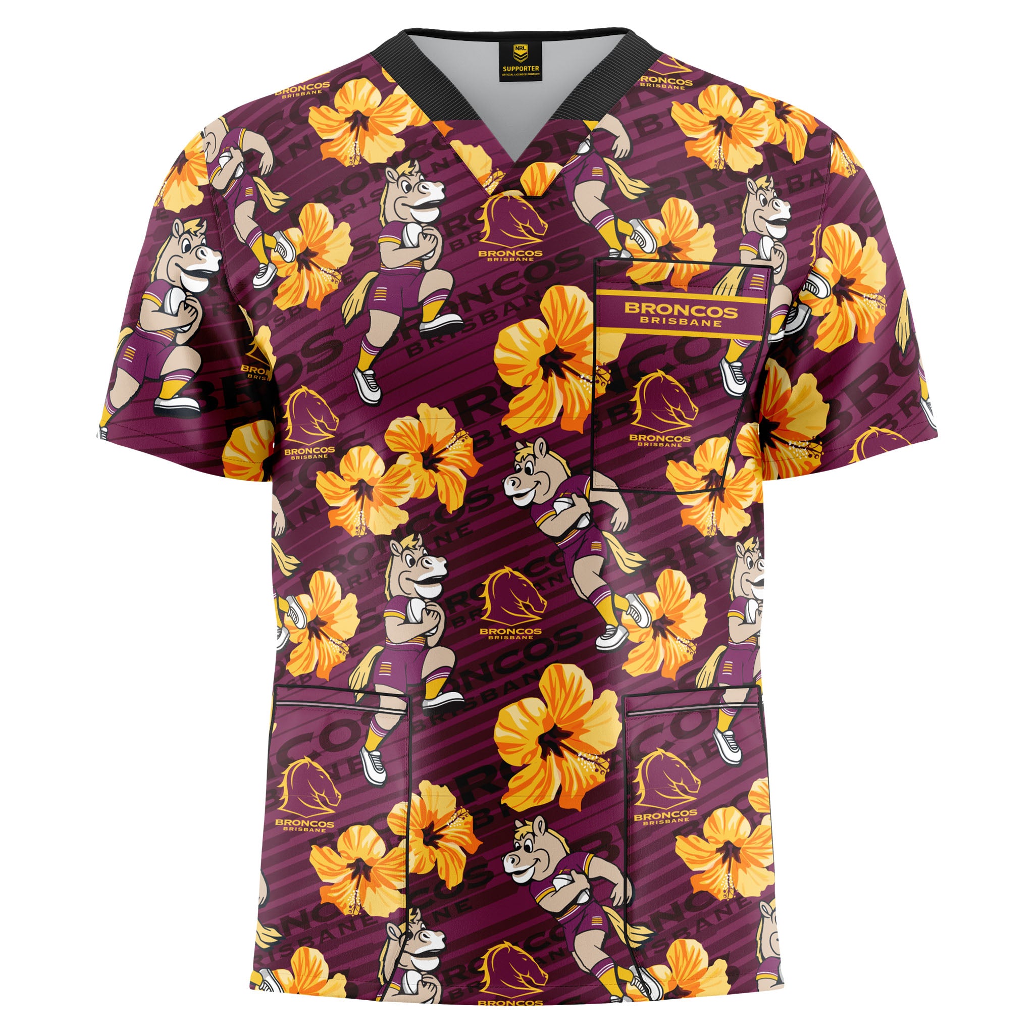 NRL Broncos 'North Shore' Scrubs | Ashtabula