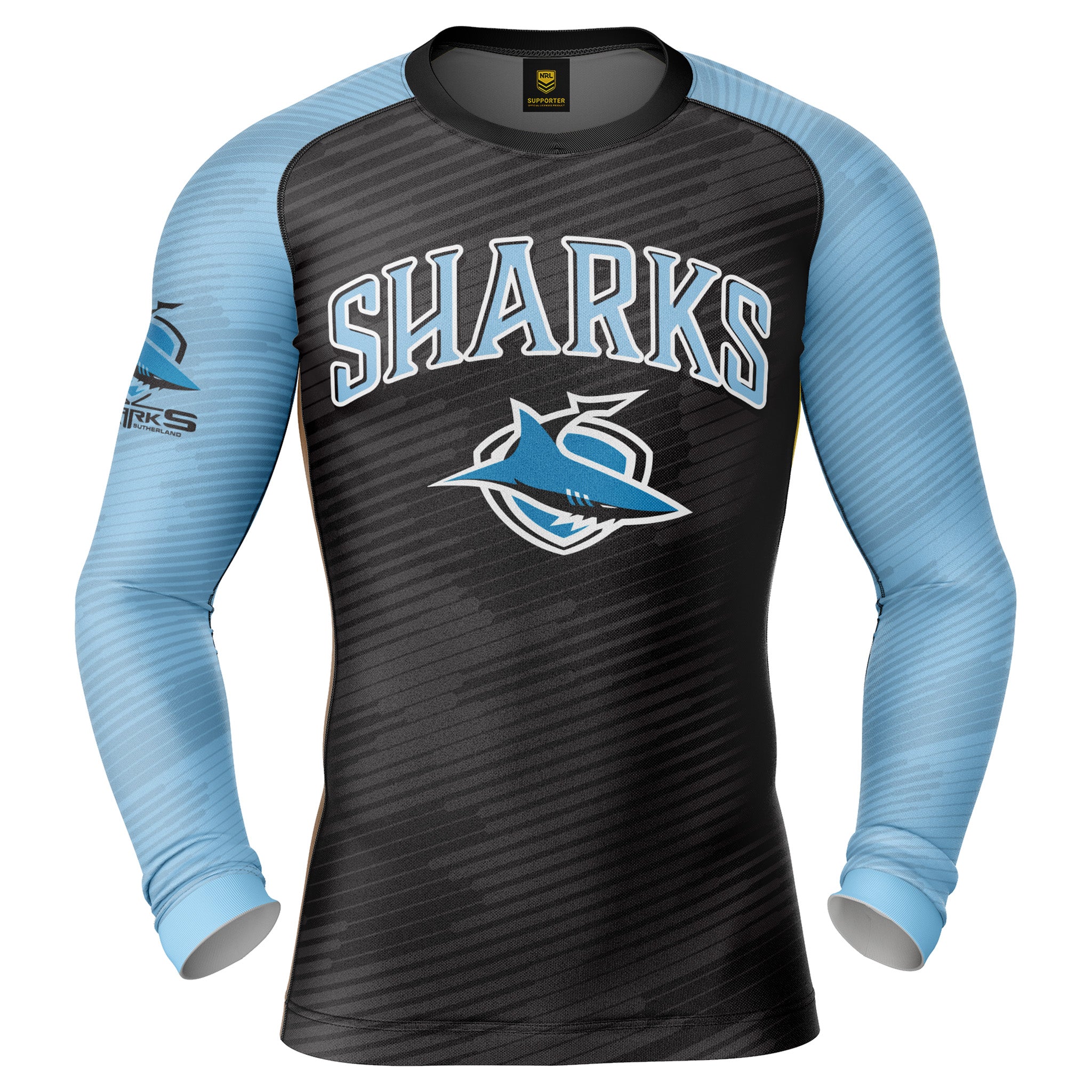 NRL Sharks 'Barrel' Rash Vest - Adult | Ashtabula