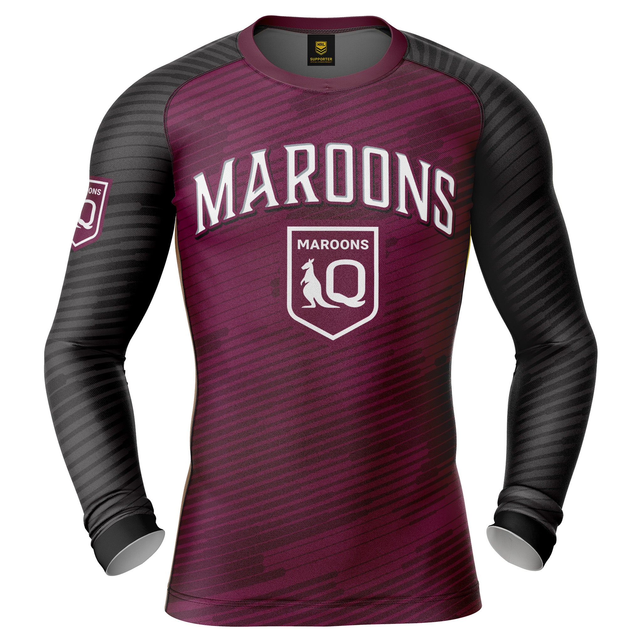 QLD Maroons 'Barrel' Rash Vest - Adult | Ashtabula